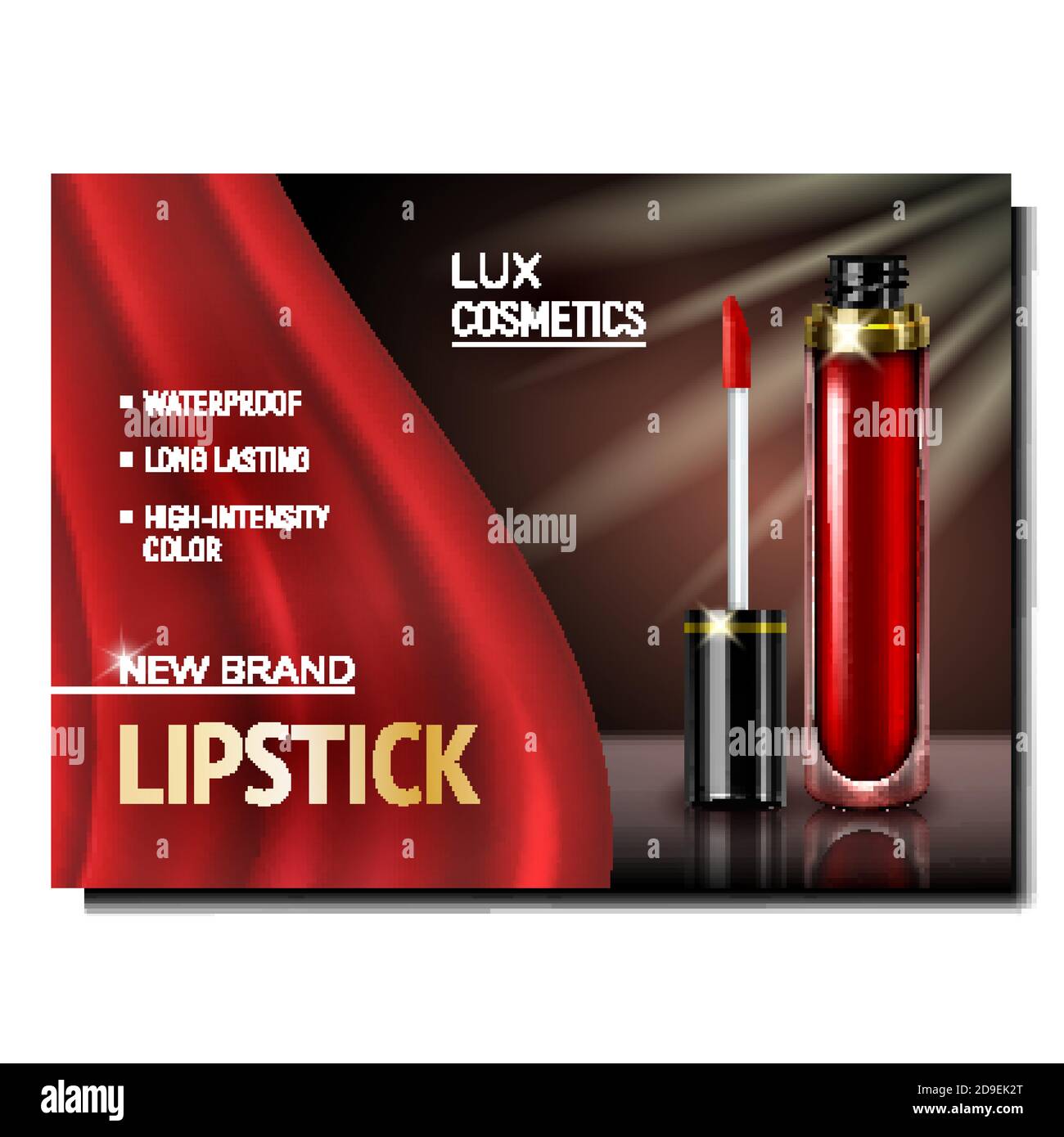 Lipstick Container And Brush Promo Poster Vector Stock Vector Image ...