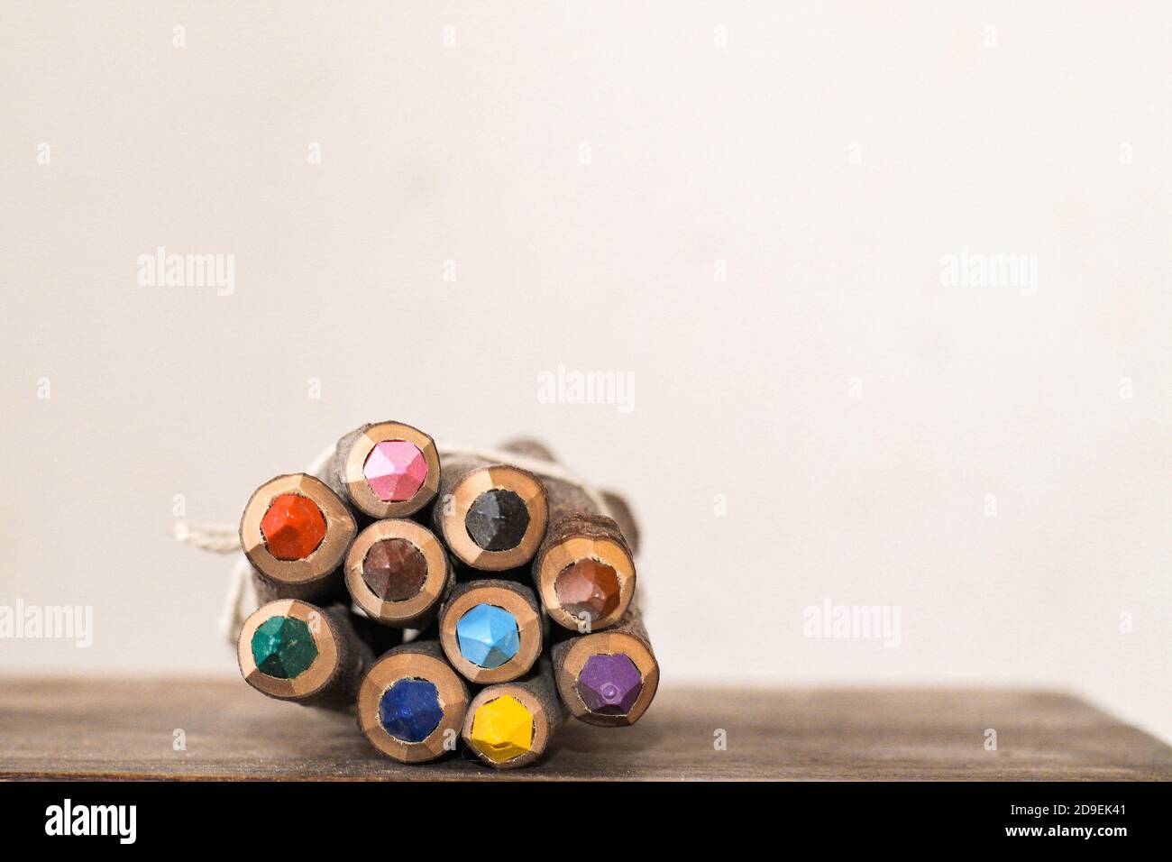 Closeup of a pile of color pencils on white background Stock Photo - Alamy