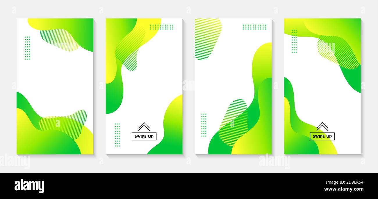 Green liquid stories vector templates. Abstract vertical wavy ...