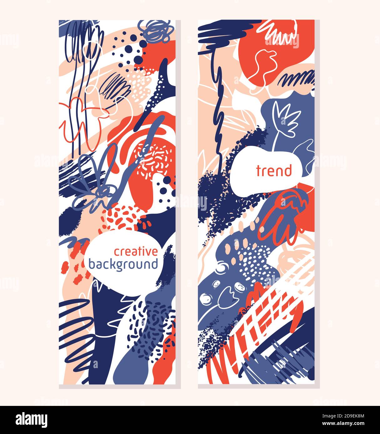 Trendy creative set banner of collage contemporain style with different ...