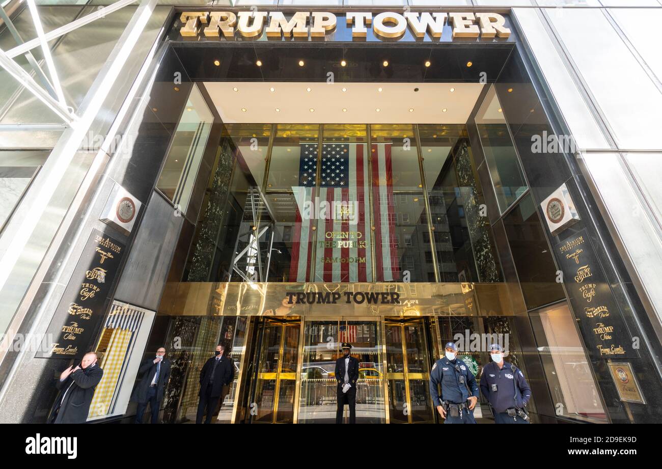 Entrance of Trump Tower on the day of the Presidential Election 2020 ...