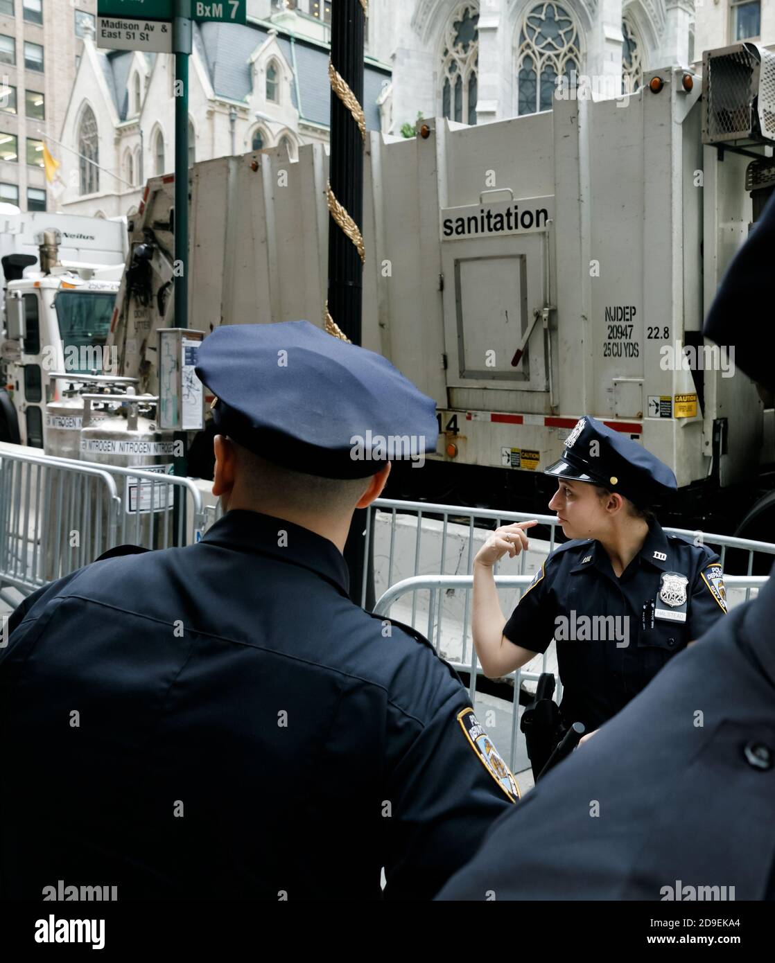 NEW YORK, USA - Sep 21, 2017: Police officers performing his duties on ...
