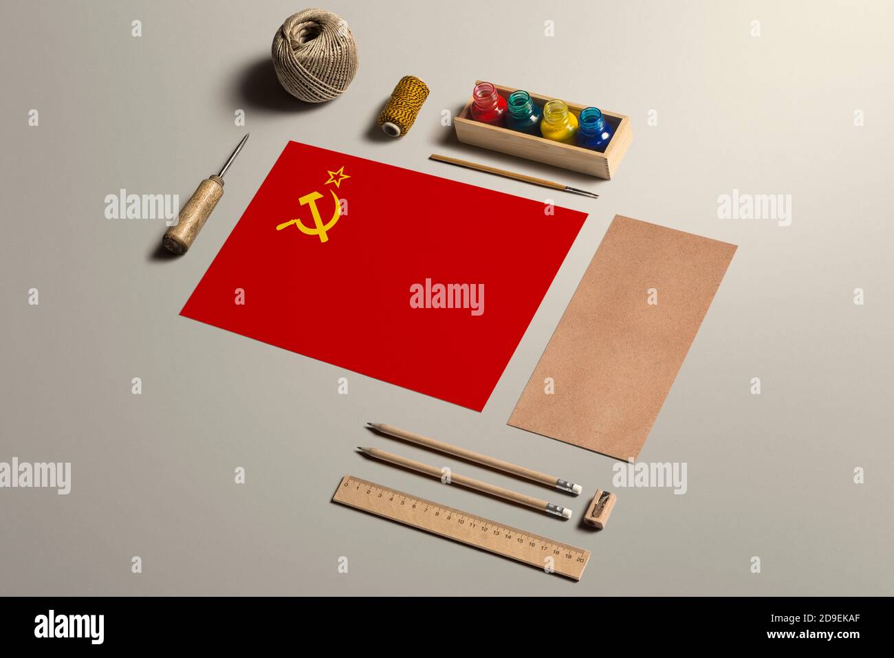 Soviet Union calligraphy concept, accessories and tools for beautiful ...