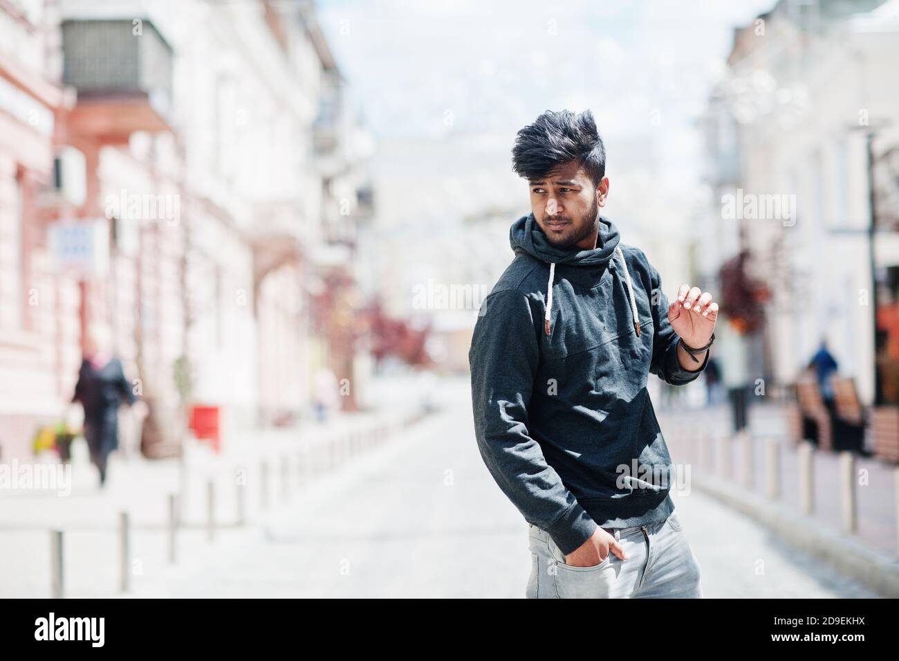 Portrait of young stylish indian man model pose in street Stock Photo - Alamy