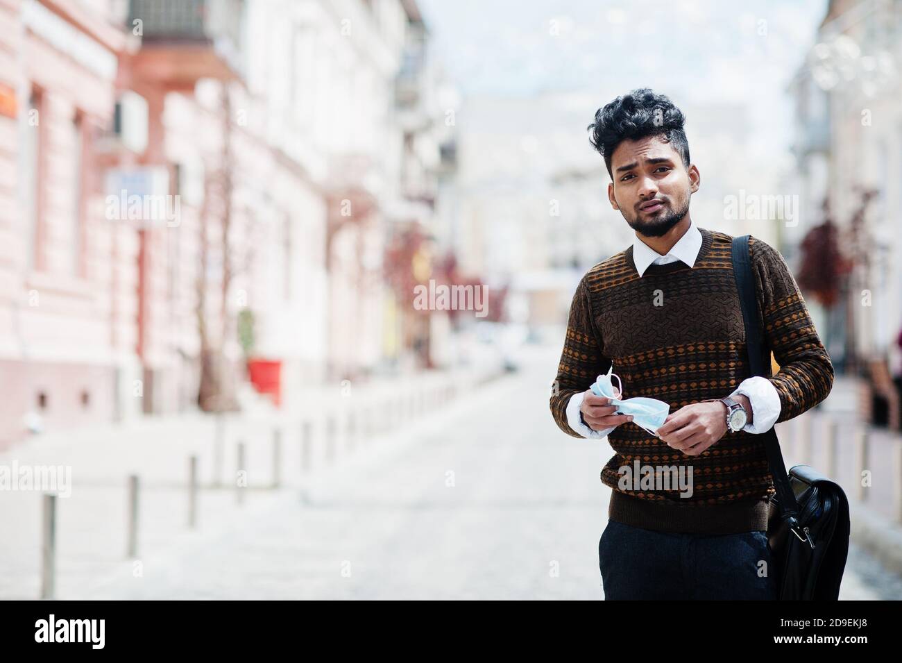 Portrait of young stylish indian man model pose in street Stock Photo ...