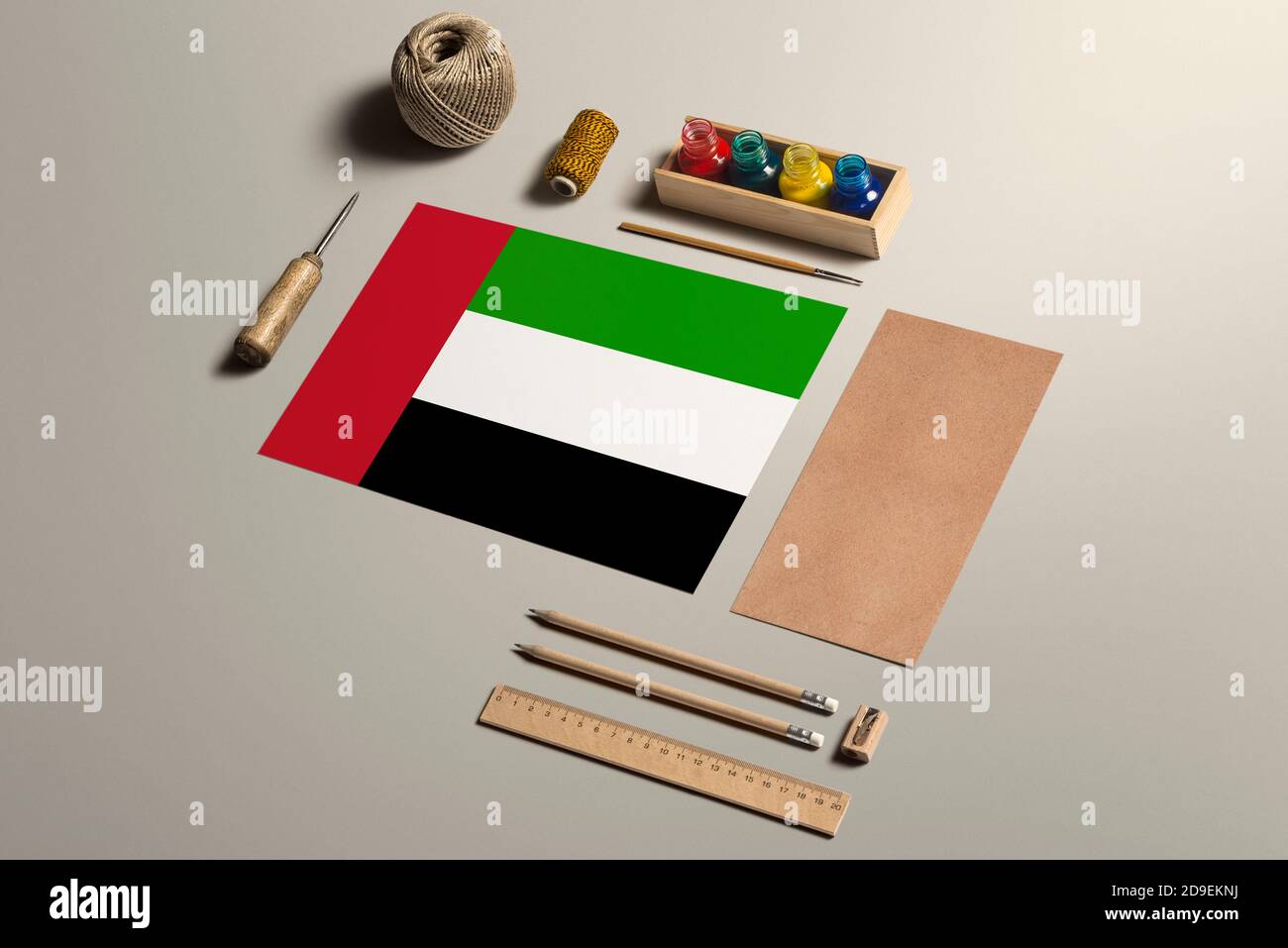 United Arab Emirates calligraphy concept, accessories and tools for ...