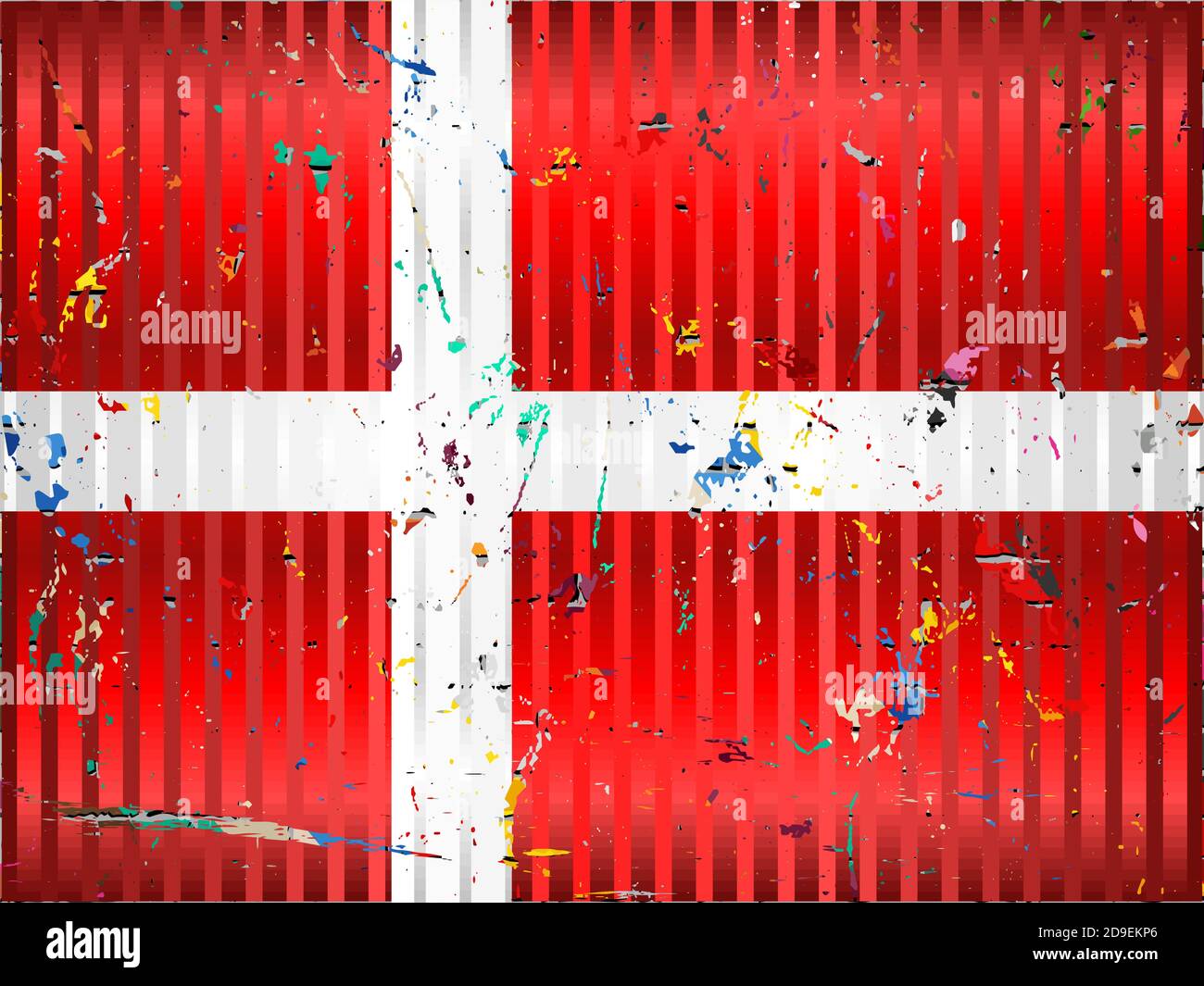 Denmark flag with color stains - Illustration, Three dimensional flag ...