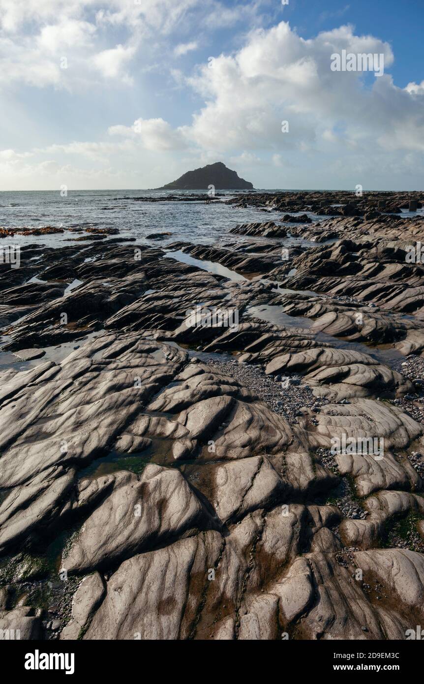 The Great Mew Stone from Wembury, Devon, England Stock Photo - Alamy