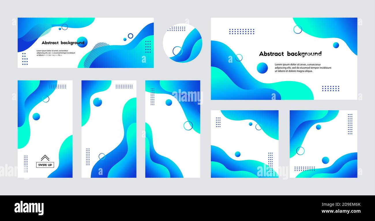Social media stories, posts, cover, banner, templates. Abstract blue ...
