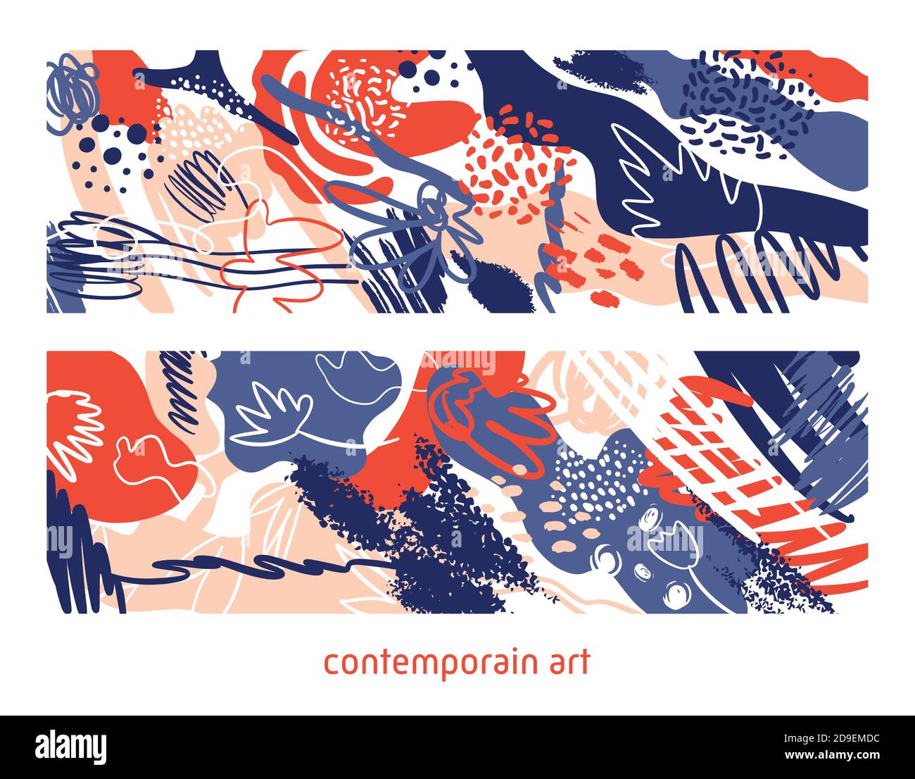 Trendy creative set banner of collage contemporain style with different ...