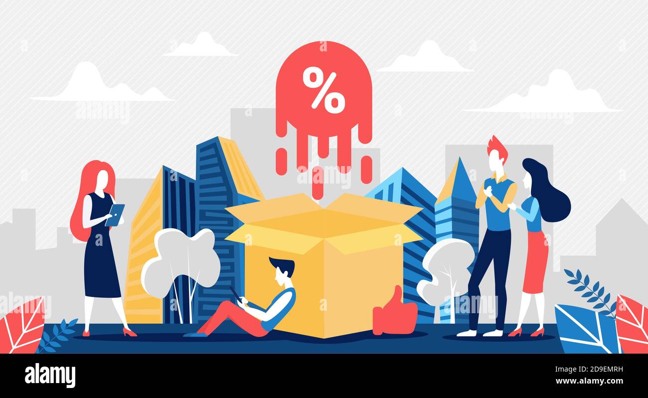 Percent, interest rate percentage increase vector illustration. Cartoon ...