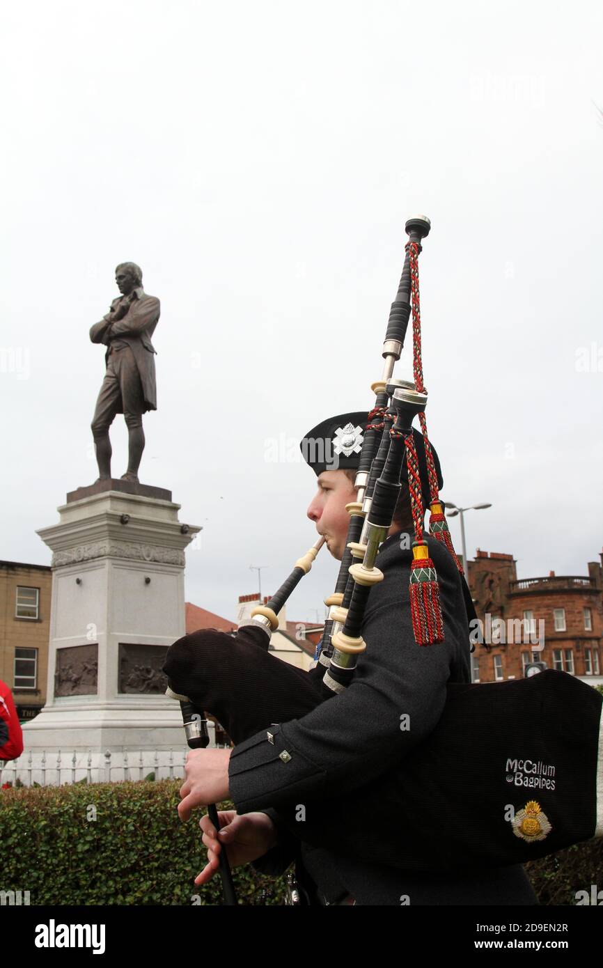 Ayr Burns Statue Square, Ayrshire, Scotland, UK The annual wreath ...