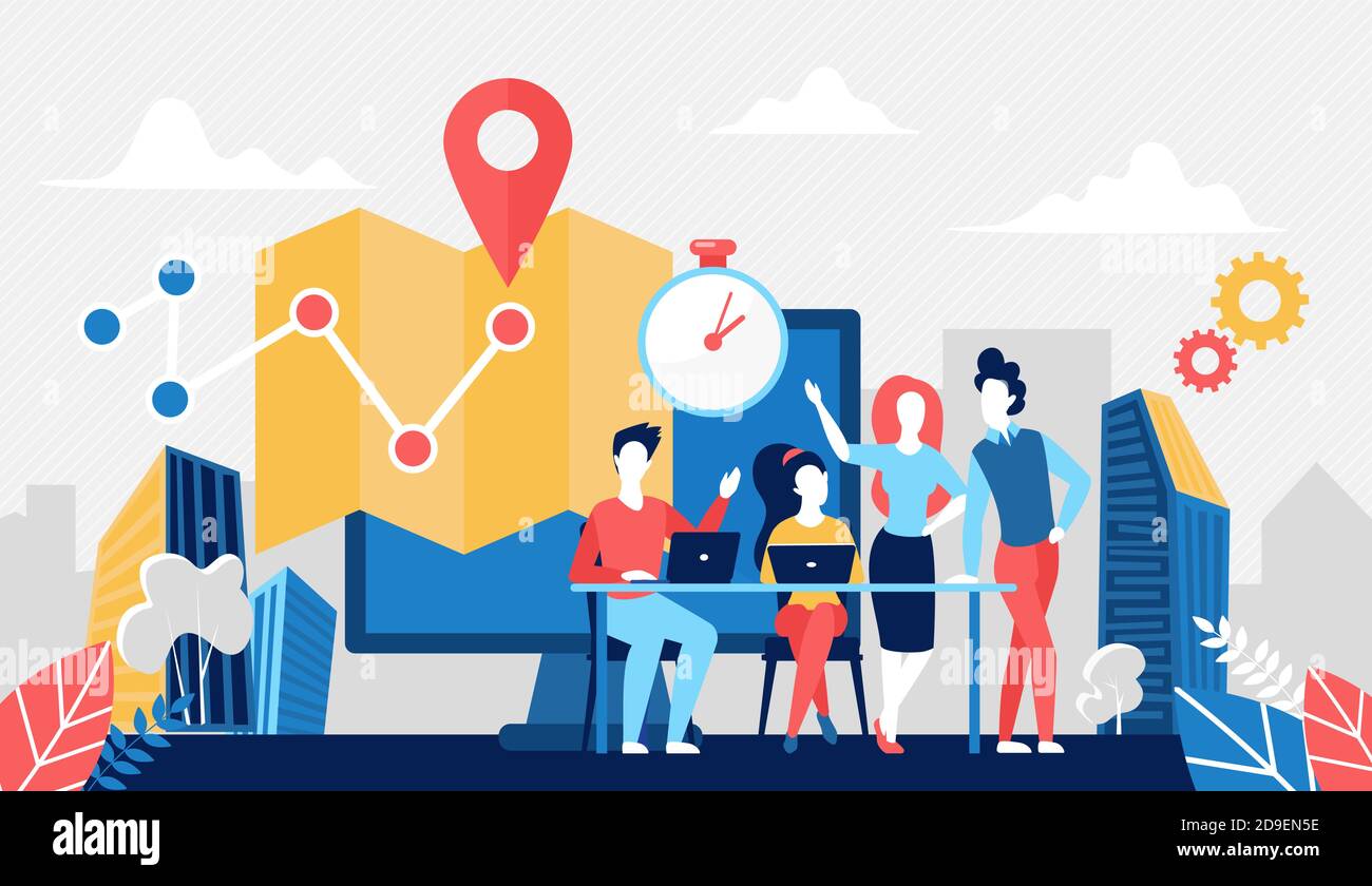 Delivery logistic service concept vector illustration. Cartoon team of ...