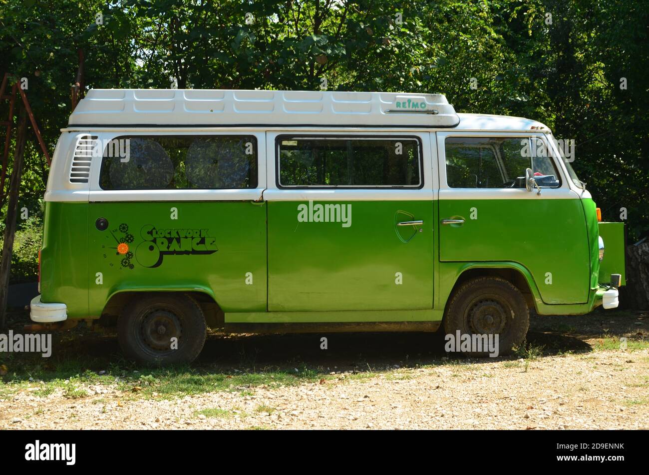 Green vintage van Stock Photo - Alamy