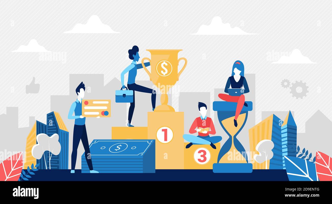 Win concept, business success vector illustration. Cartoon winner ...