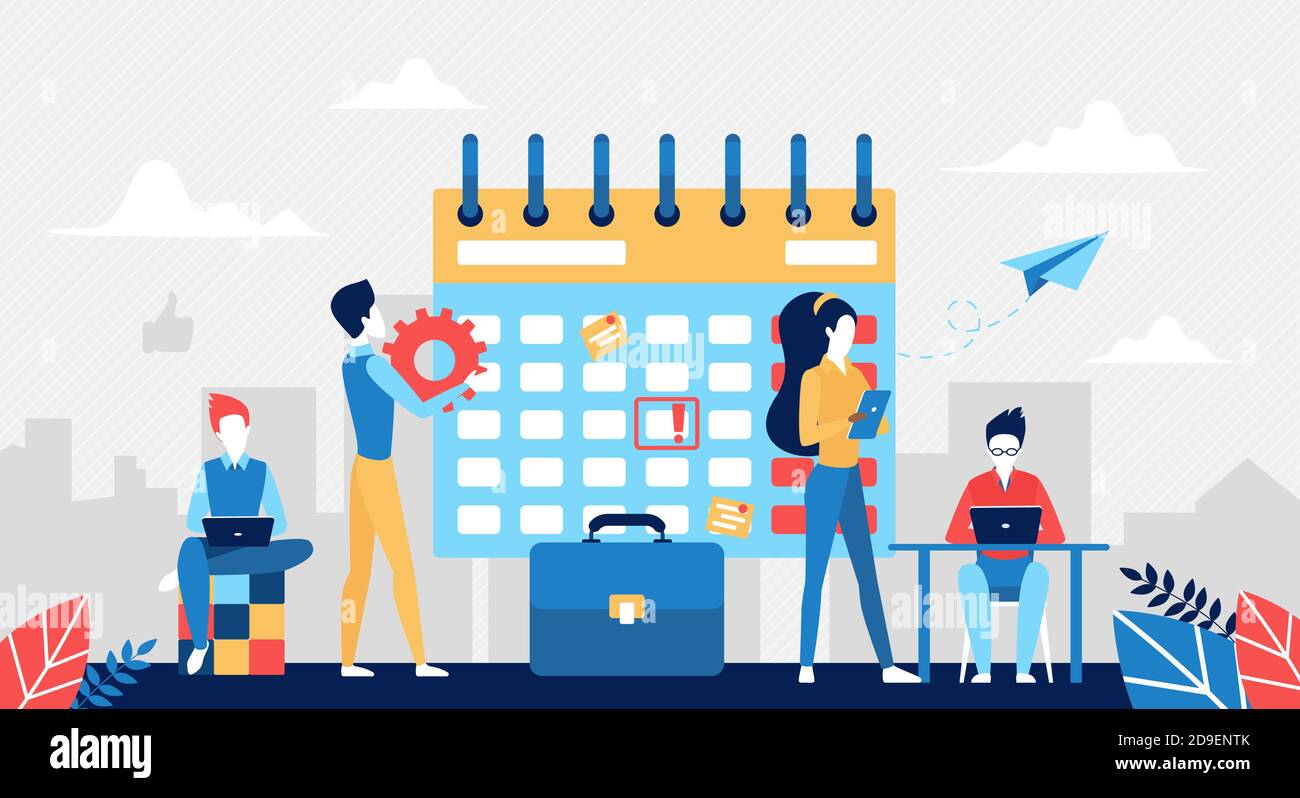 Business people planning, time management concept vector illustration. Cartoon business ...