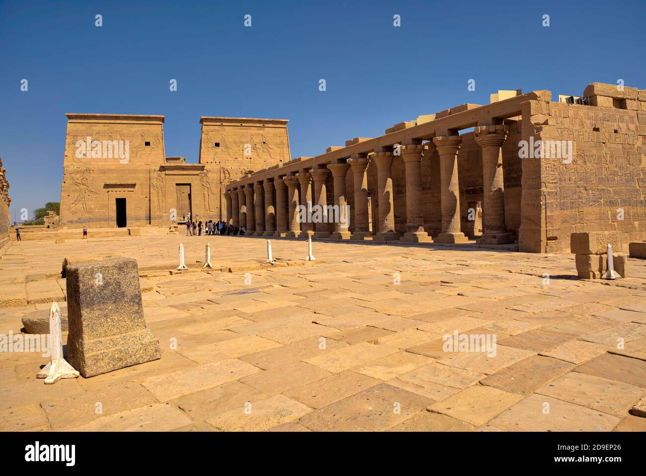 The eastern colonnade is partly roofed and has seventeen columns, only ...