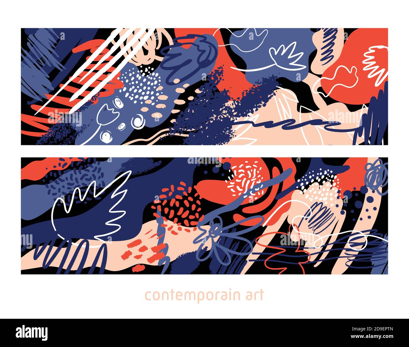 Trendy creative set banner of collage contemporain style with different ...