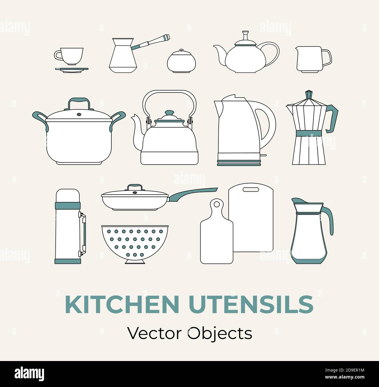 Drawing kitchen cookware pot tool hi-res stock photography and images ...