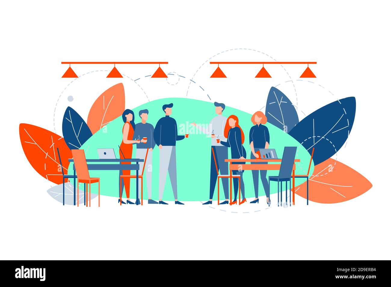 Business meeting, break, corporate party, teamwork concept Stock Vector ...