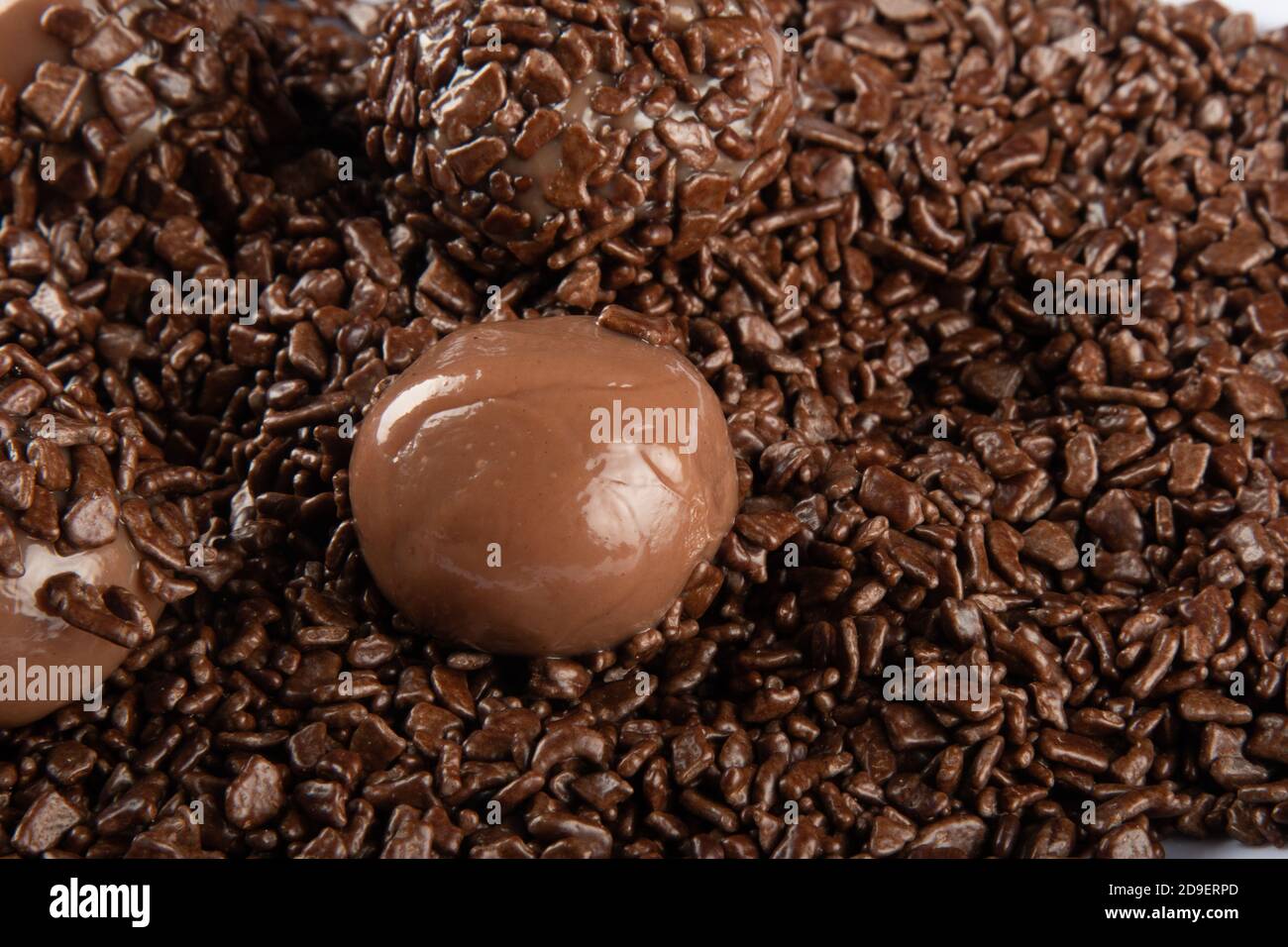 Brigadeiro.Traditional brazilian sweet chocolate. Granulated chocolate ...