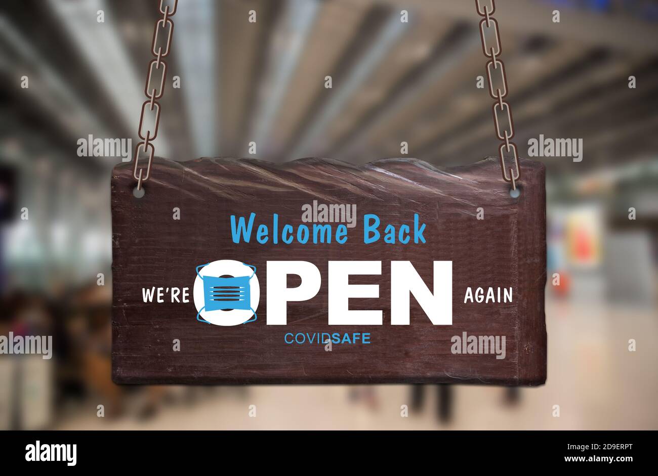 Welcome back wooden sign after covid-19 pandemic Stock Photo - Alamy