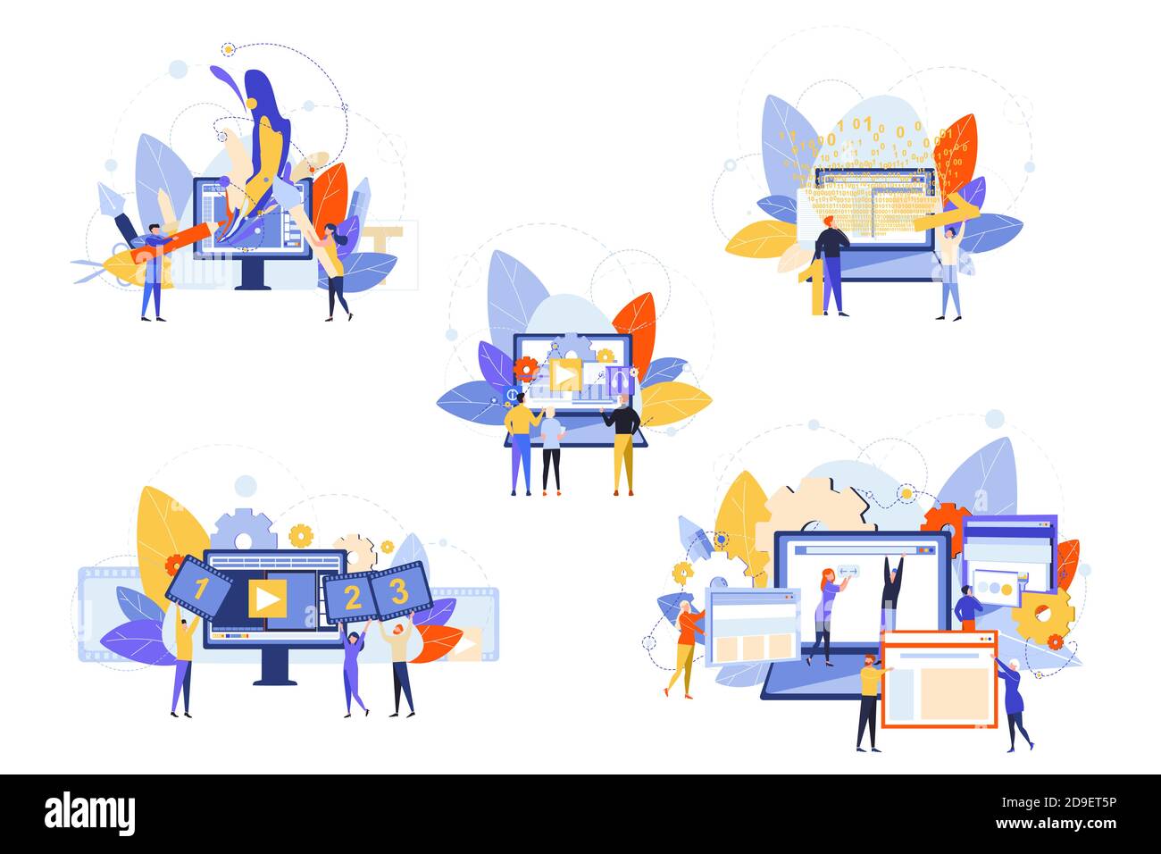 Website development, software testing, graphic design set concept Stock ...