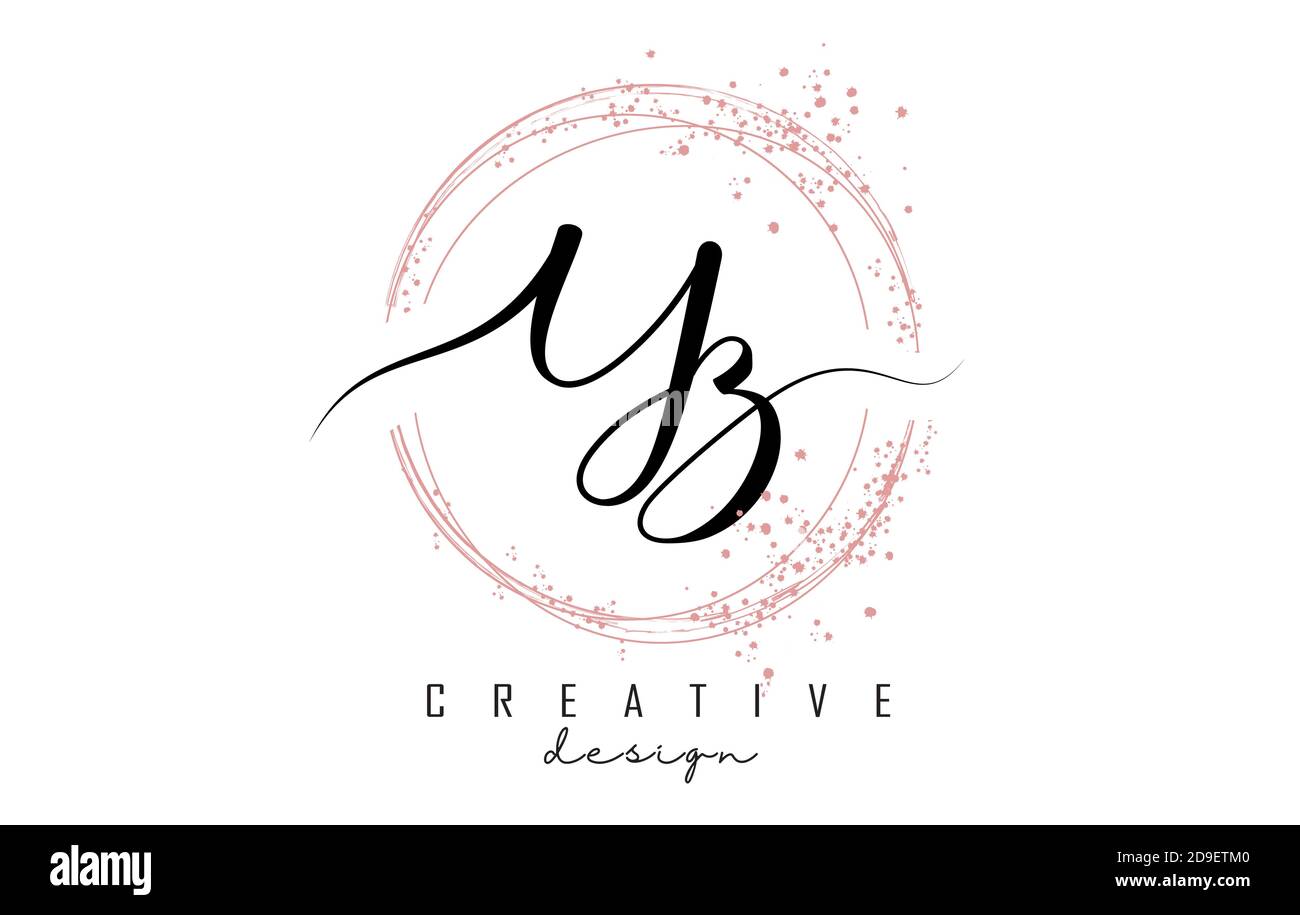 Handwritten YZ Y Z letter logo with sparkling circles with pink glitter ...