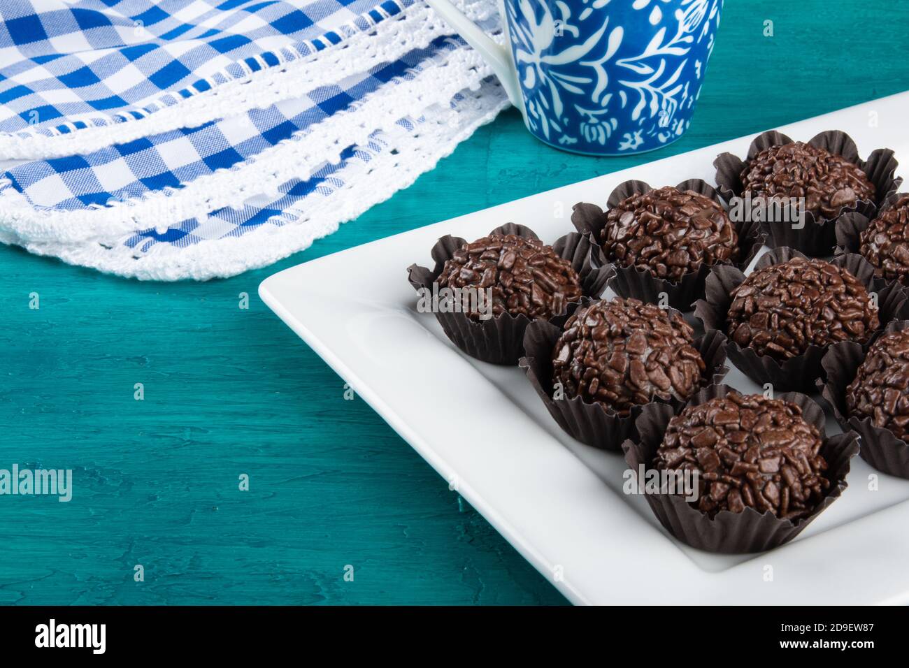 Brigadeiro.Traditional brazilian sweet chocolate. Granulated chocolate ...