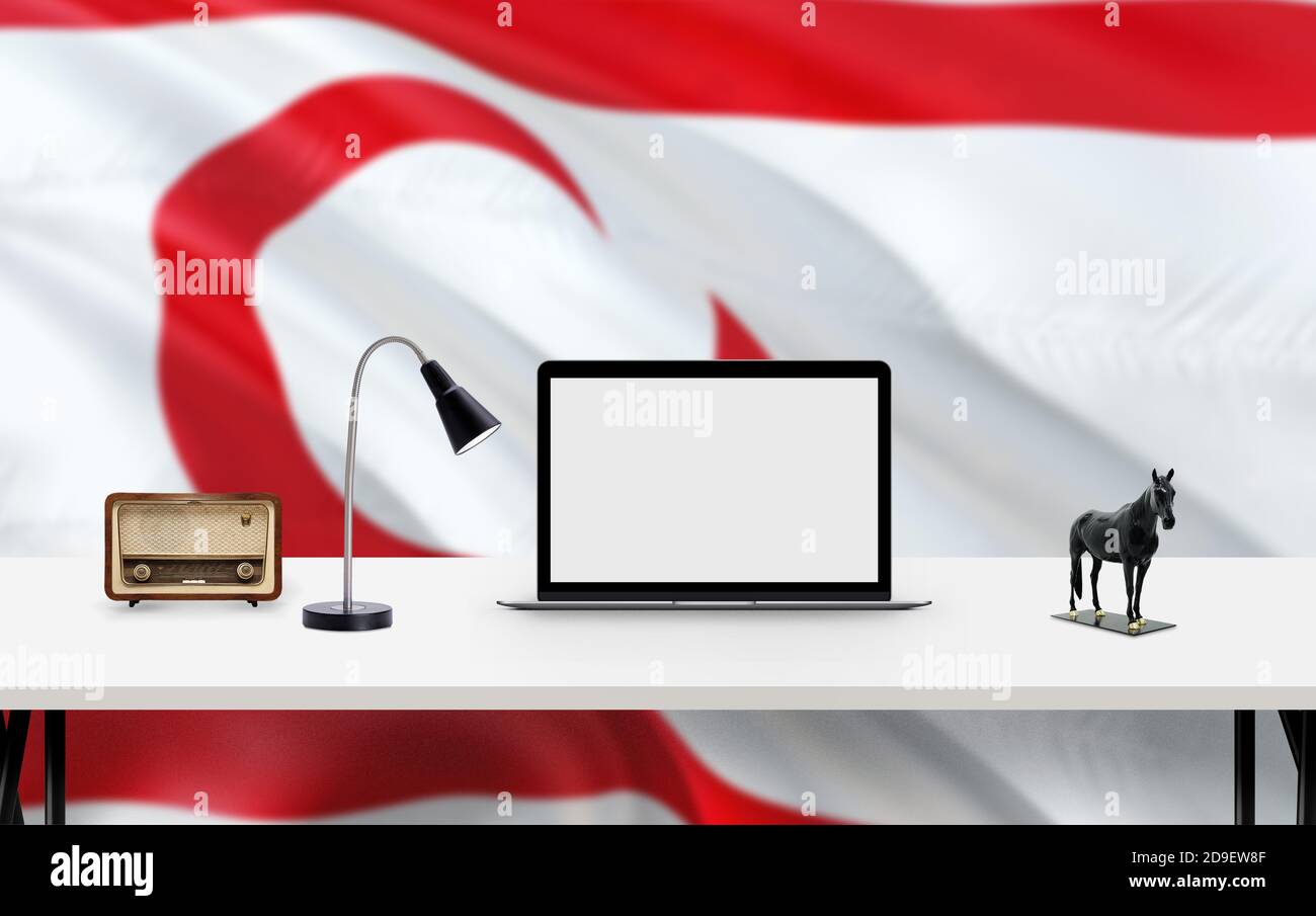 Northern Cyprus national flag background with workspace, desktop ...