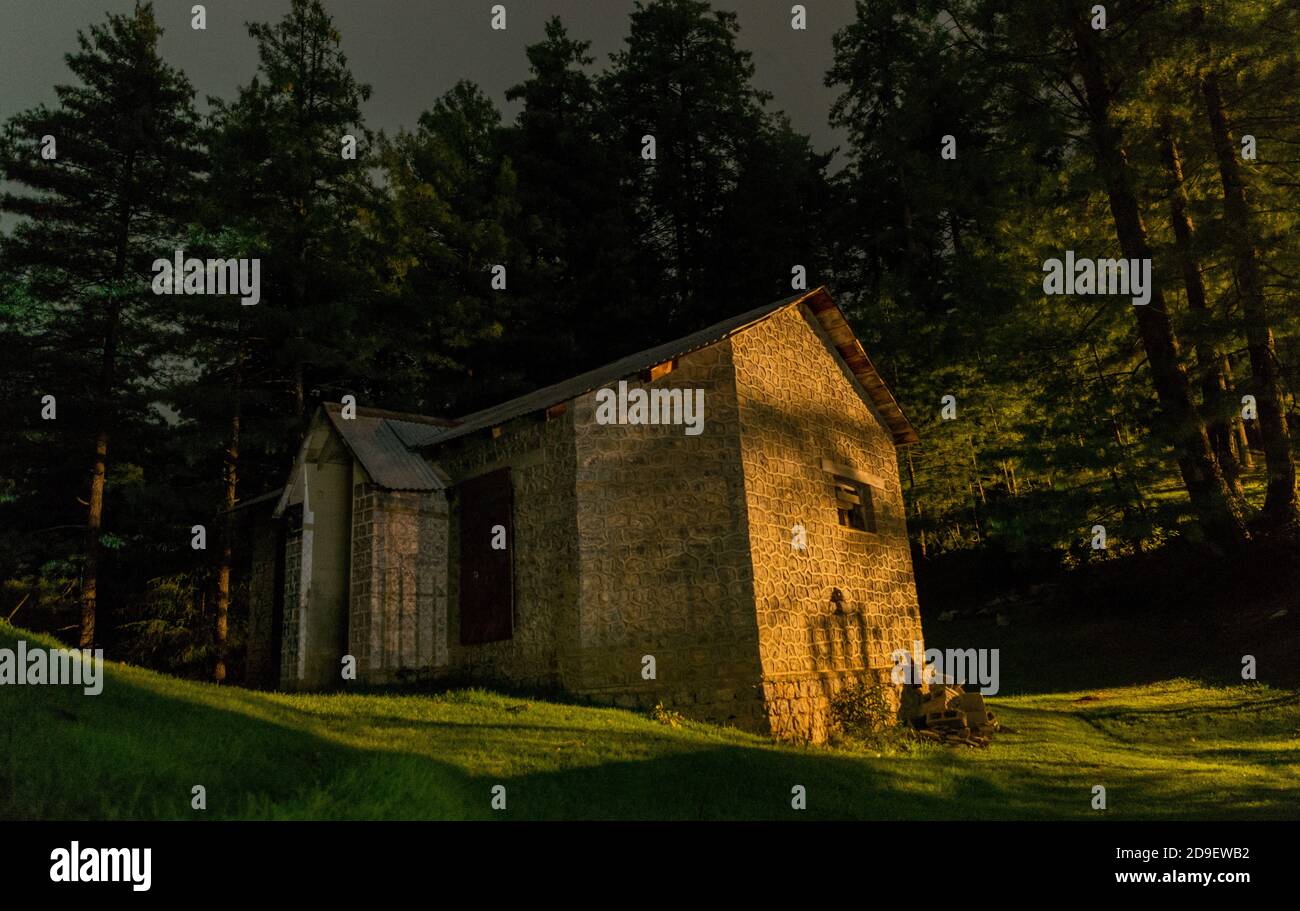 A vintage church building nightscape photography Stock Photo - Alamy