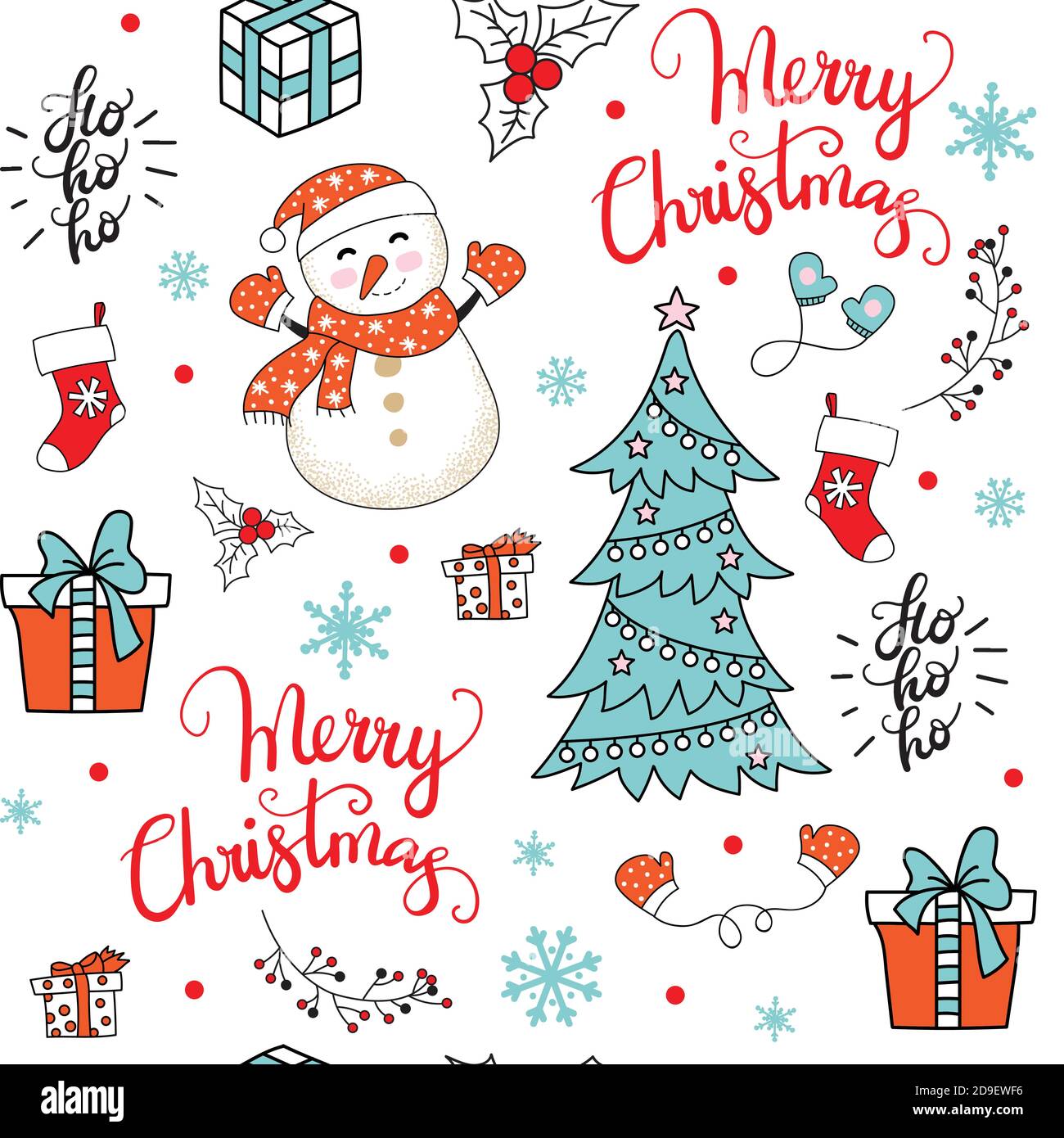 Seamless pattern vector Merry Christmas congratulation and elements ...