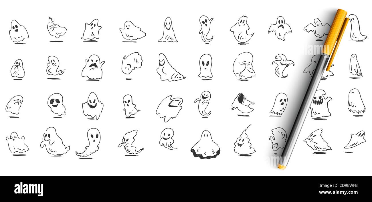 Ghosts doodle set Stock Vector Image & Art - Alamy