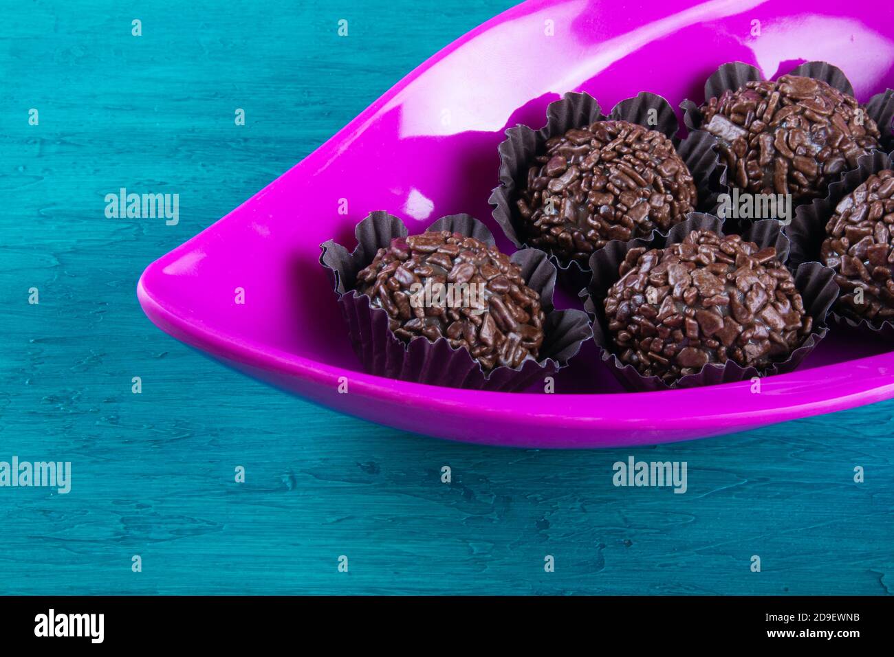 Brigadeiro.Traditional brazilian sweet chocolate. Granulated chocolate ...
