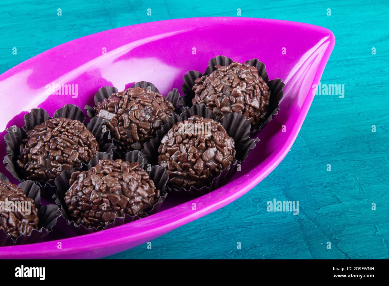 Brigadeiro.Traditional brazilian sweet chocolate. Granulated chocolate ...