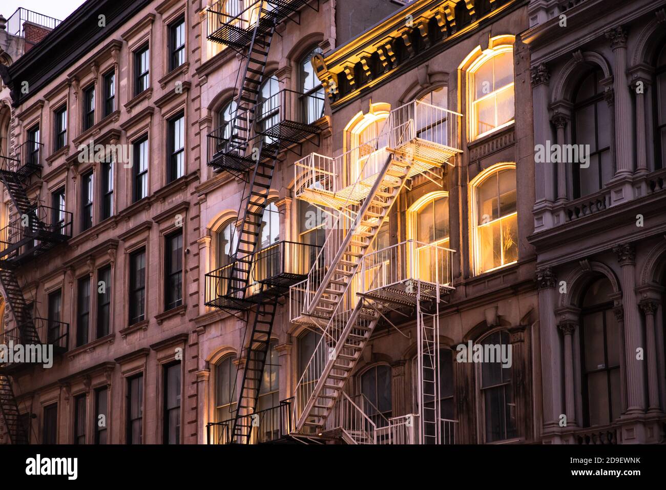 New York City apartment buildings in a row Stock Photo - Alamy