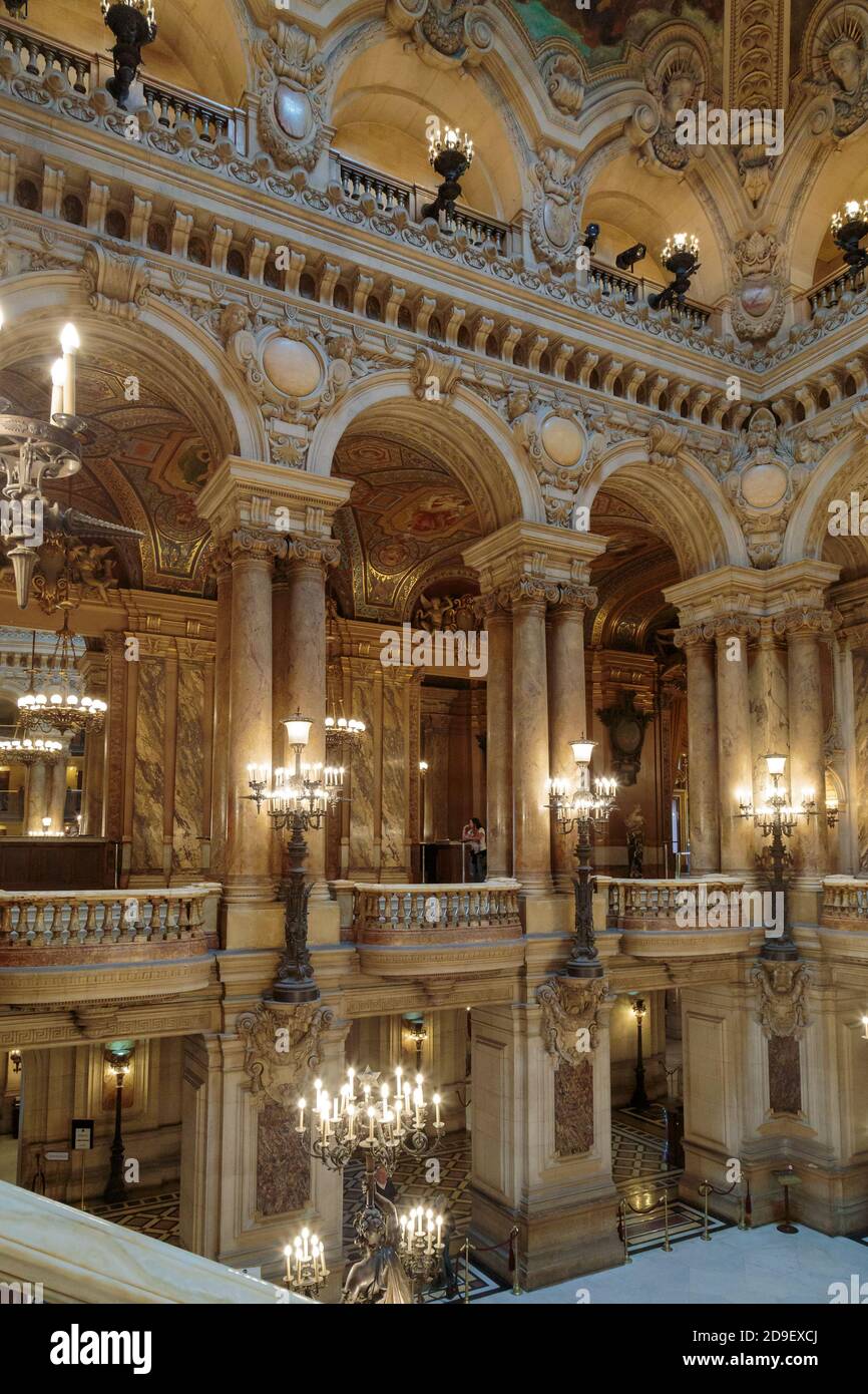 Paris, France, March 31 2017: Interior view of the Opera National de ...