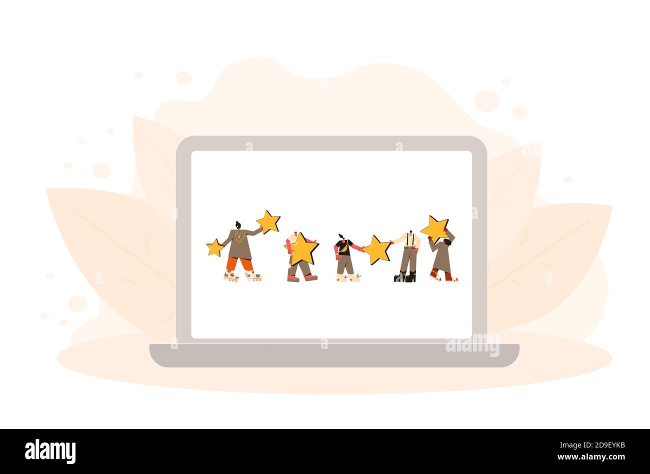 Customer review rating. Feedback concept. Happy clients standing with ...