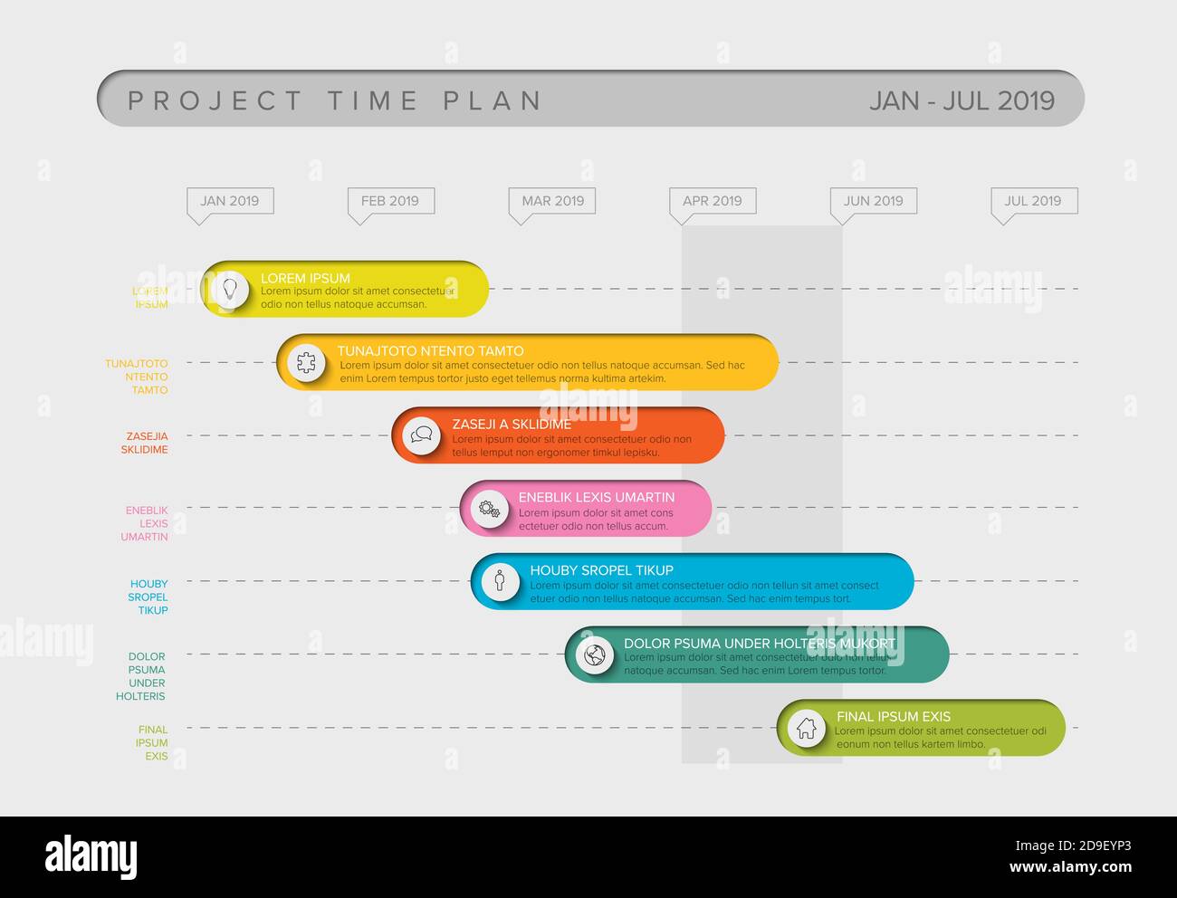 Vector project timeline graph - gantt progress chart with highlighet ...