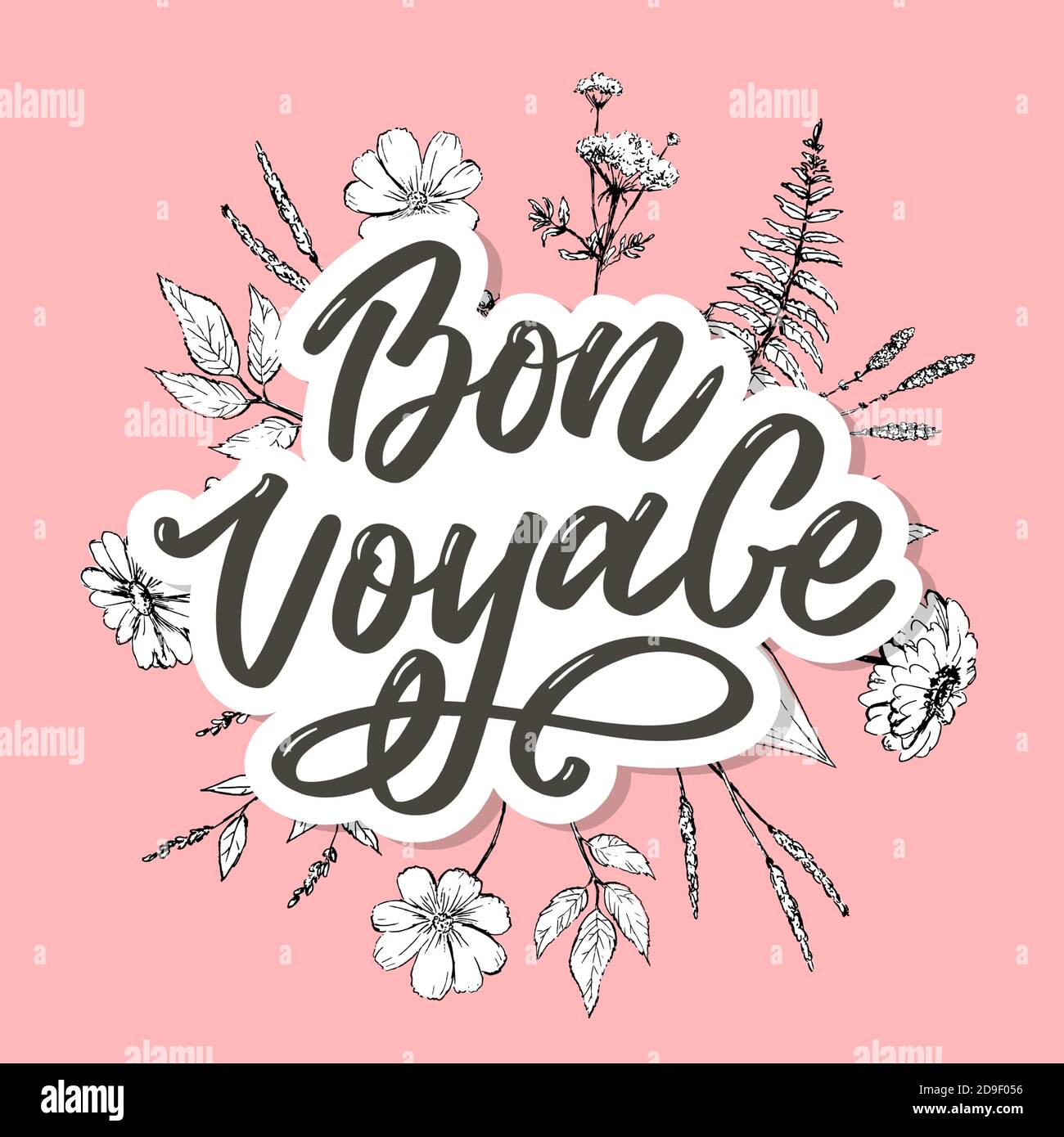 Bon Voyage Hand Lettering Vector Calligraphy Travel Stock Vector Image ...