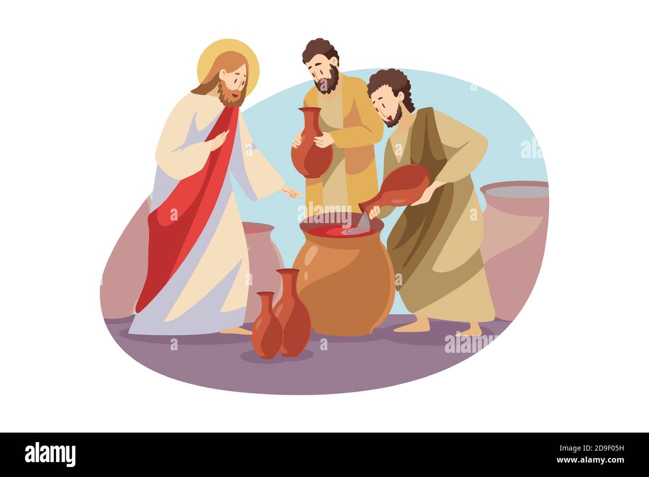 Jesus turning water into wine Stock Vector Images - Alamy