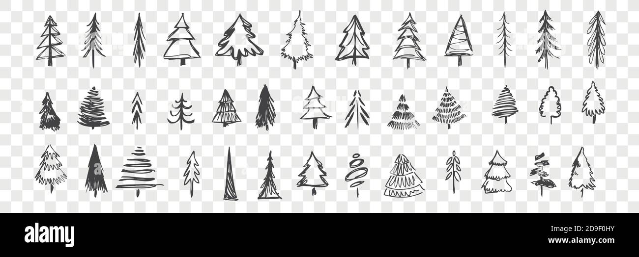 Hand drawn christmas trees set Stock Vector Image & Art - Alamy