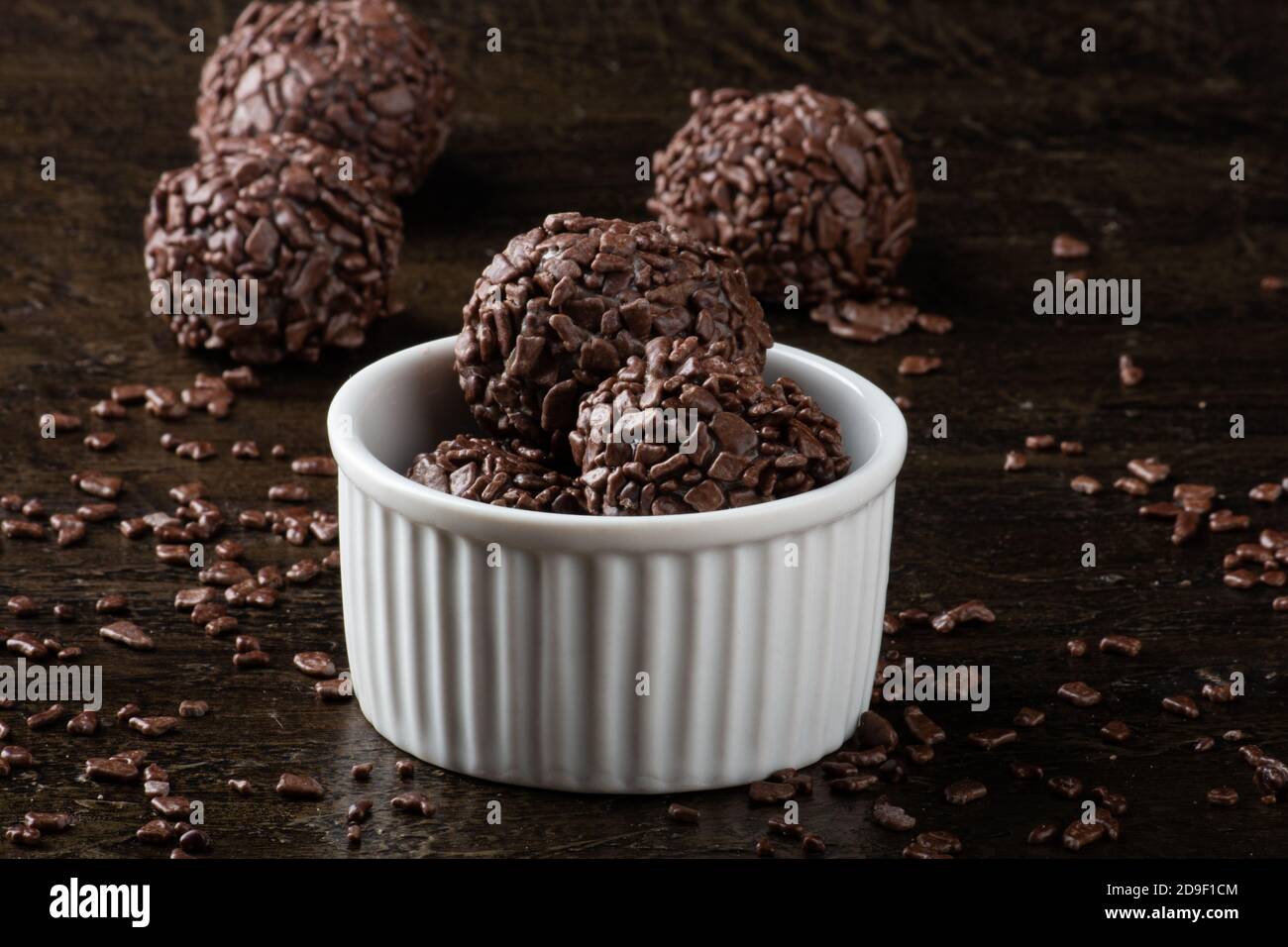 Brigadeiro.Traditional brazilian sweet chocolate. Granulated chocolate ...