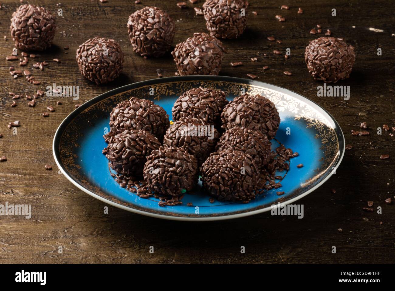 Brigadeiro.Traditional brazilian sweet chocolate. Granulated chocolate ...