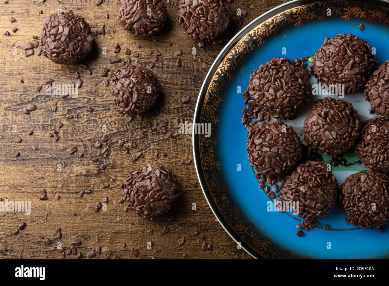 Brigadeiro.Traditional brazilian sweet chocolate. Granulated chocolate ...