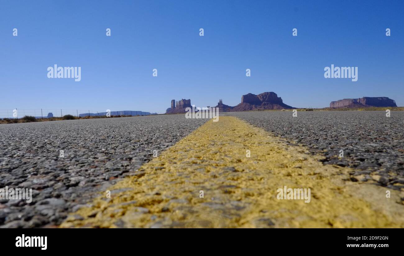 Worm's eye view of roadway, Highway 167, Utah Stock Photo - Alamy