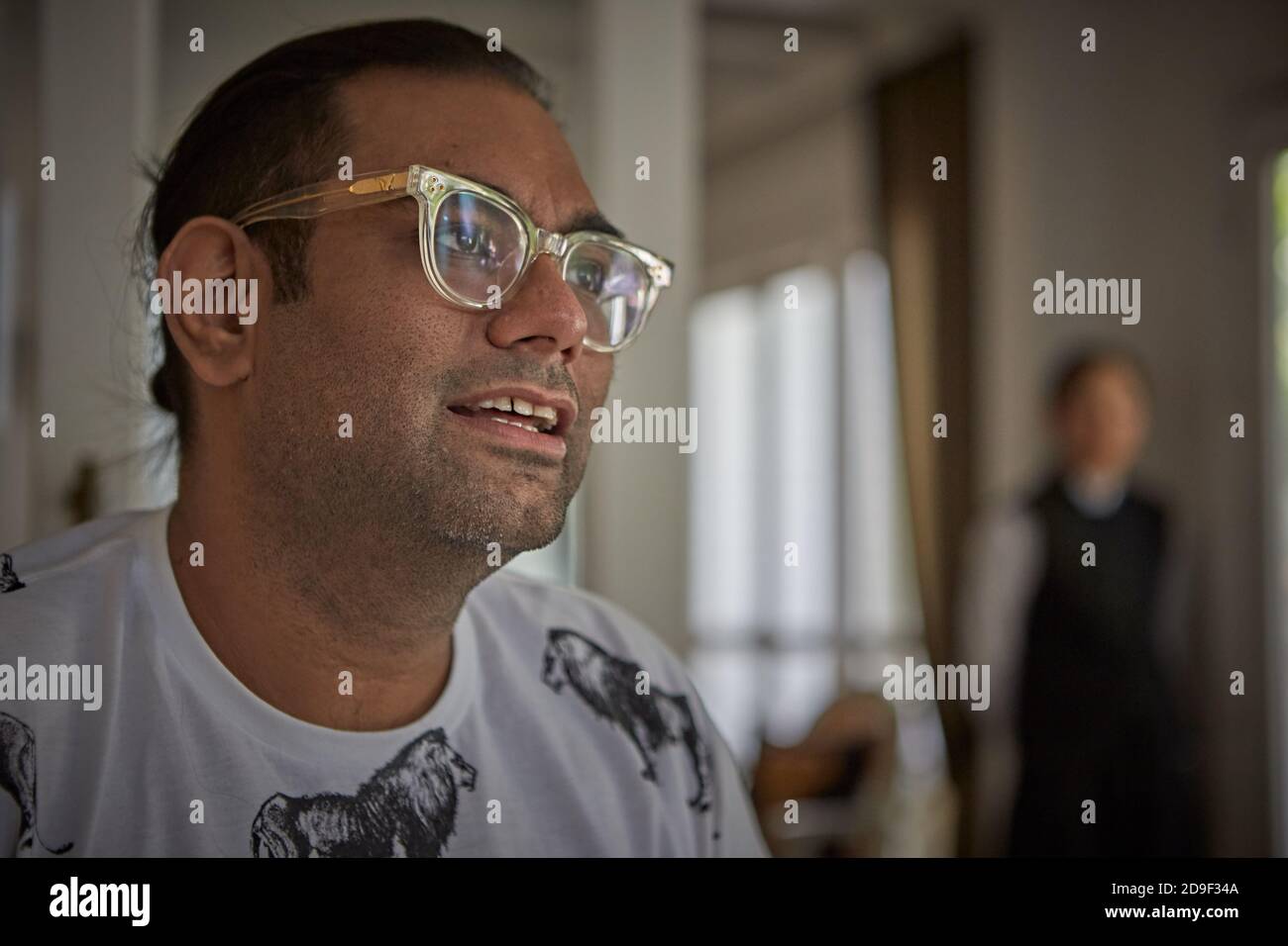 Bangkok, Thailand, March 2016. Portrait of chef Gaggan Anand in his own ...