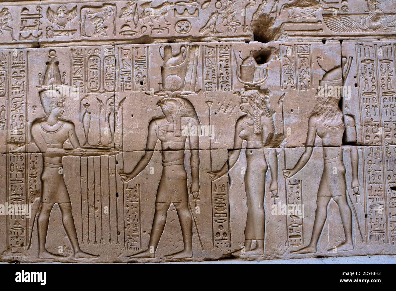 Sculpture and wall relief of the temple of edfu hi-res stock ...