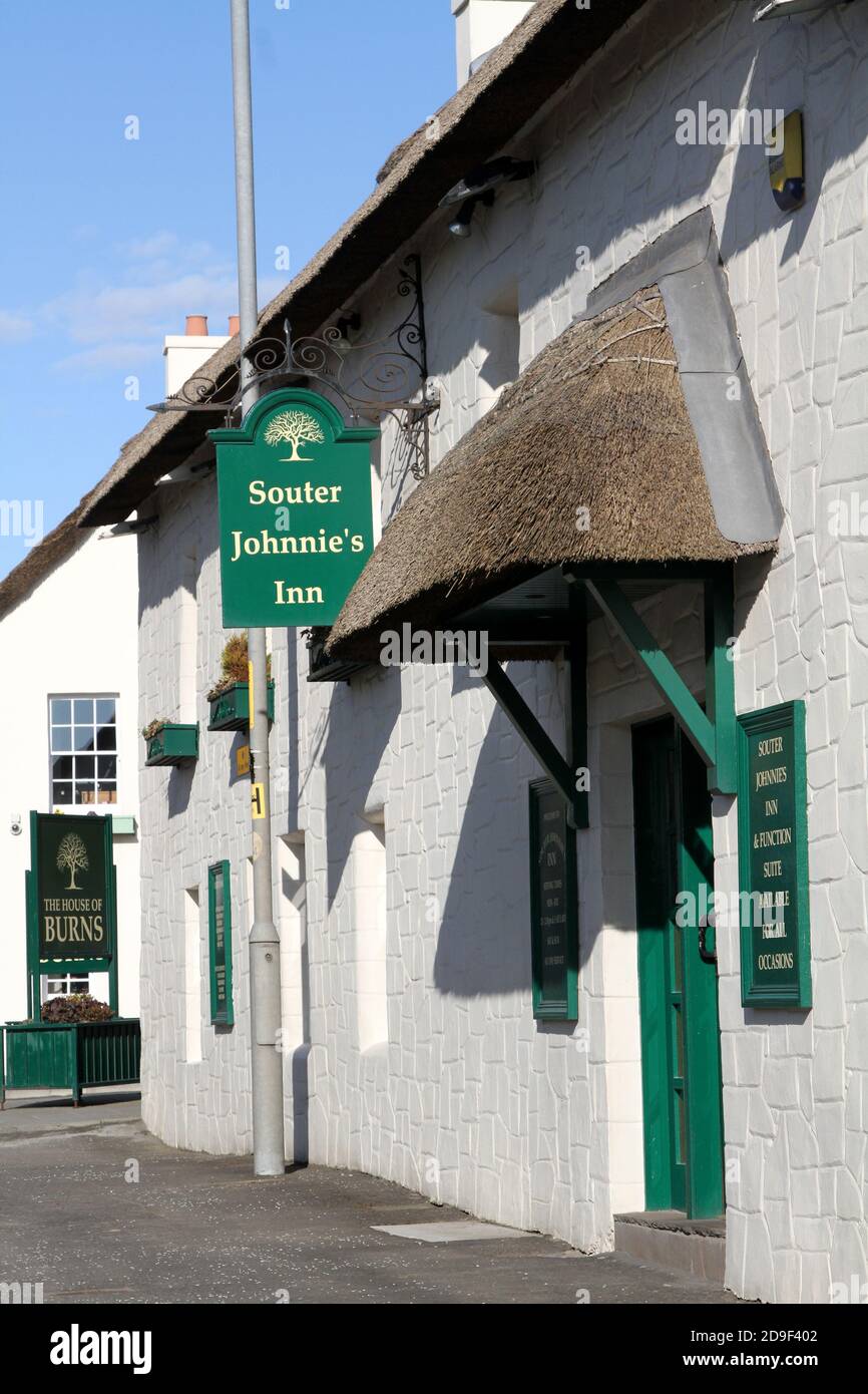 Kirkoswald, Ayrshire, Scotland, UK. Souter Johnnie's Inn . A thatched ...