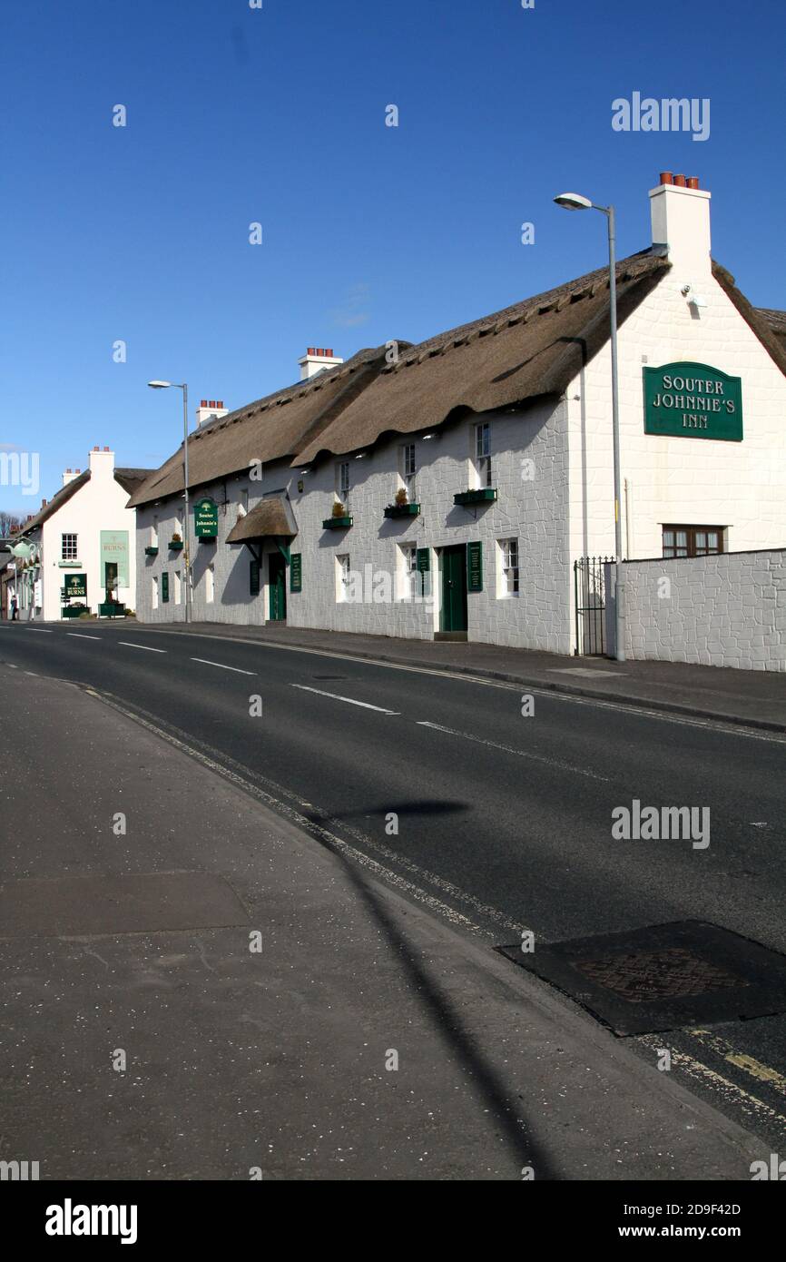 Kirkoswald, Ayrshire, Scotland, UK. Souter Johnnie's Inn . A thatched ...